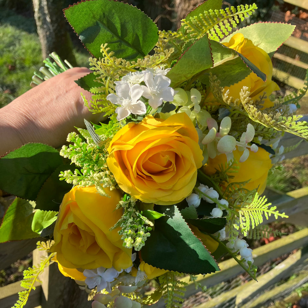 beautiful artificial handtied bouquet of silk Yellow roses – AbigailRose