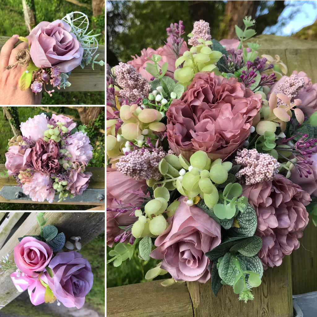 a wedding bouquet collection of pink and mauve flowers – AbigailRose