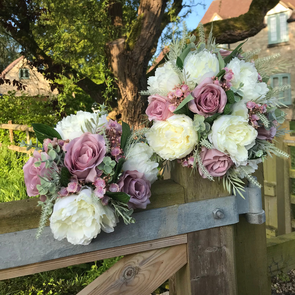 wedding bouquet collection featuring dusky pink roses and peonies ...