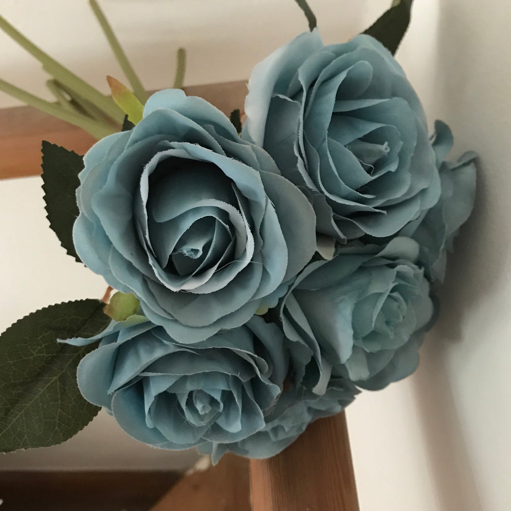 a bunch of 7 silk roses - teal – AbigailRose