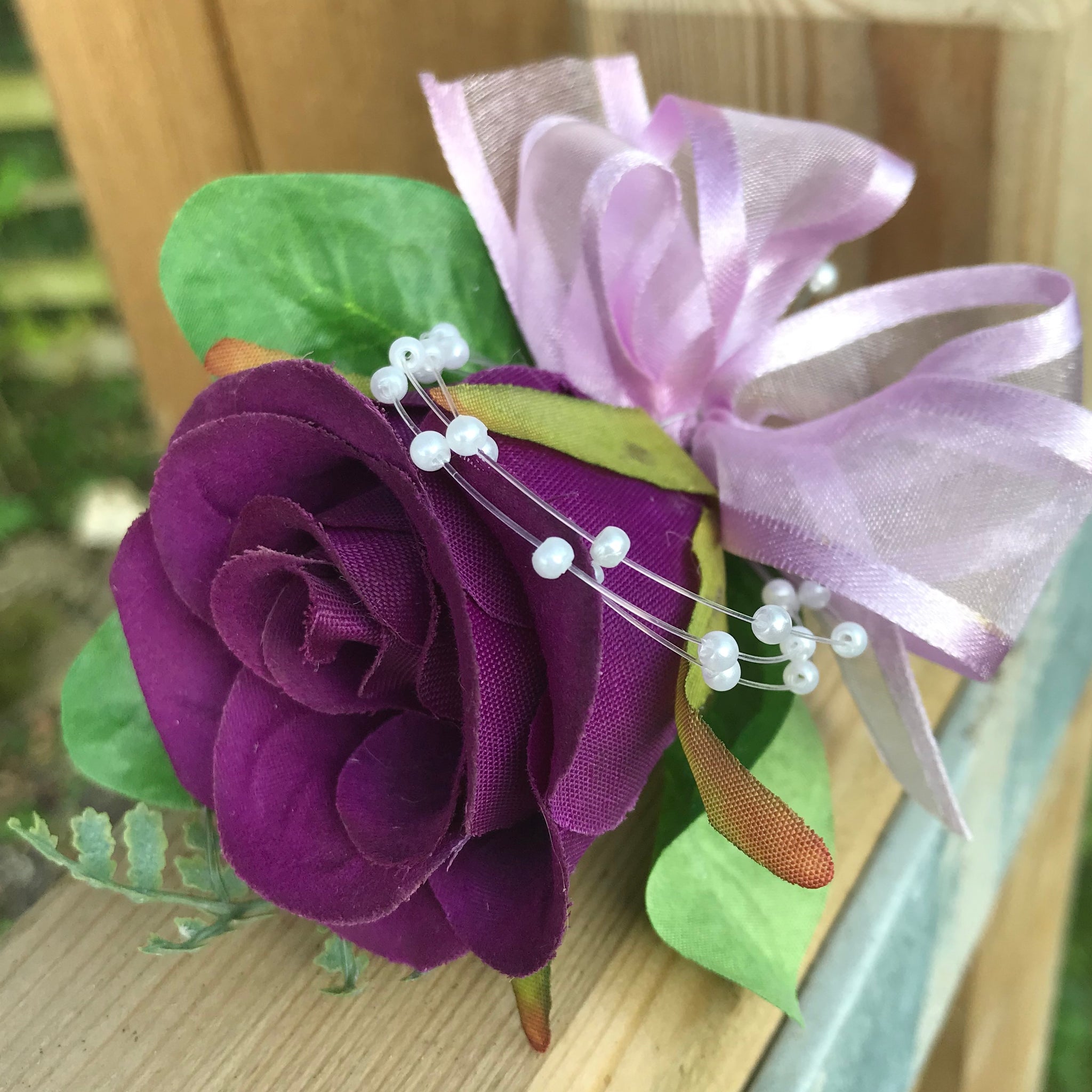 A purple faux silk rose buttonhole – AbigailRose